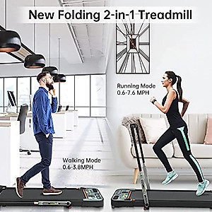 Real Relax 2 in 1 Under Desk Treadmill, 2.5HP Electric Folding Treadmill with Bluetooth Speaker and Remote Control for Home & Office Use