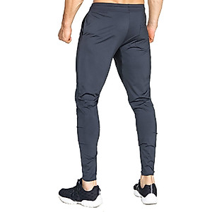 BROKIG Mens Lightweight Gym Jogger Pants,Men's Workout Sweatpants with Zip Pocket(Dark Grey,Large)