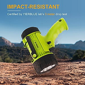 YIERBLUE Rechargeable Spotlight Flashlight with 1000,000 Lumen LED, IP67 Waterproof Long Running Spot Light searchlight, Impact Resistant Handheld Spotlight with Foldable Stand and Detachable Red Lens