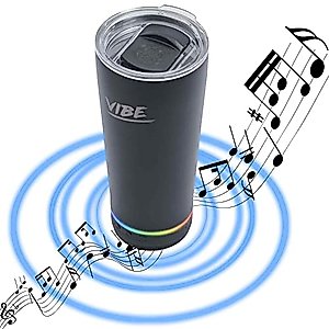 2022 Vibe Speaker Tumbler - 18oz Stainless Steel Tumbler W/Bluetooth Speaker | Upgraded 1000MaH Battery | Up to 8 Hours Playback Time | Upgraded IPX67 Water Resistant | Upgraded 3.7W Speaker