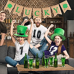 Whaline St. Patrick's Day Banner with String LUCKY Letters Burlap Banner Happy Easter Rabbit Bunting Garland Pre-Assembled Hanging Decoration for Home Party Supplies