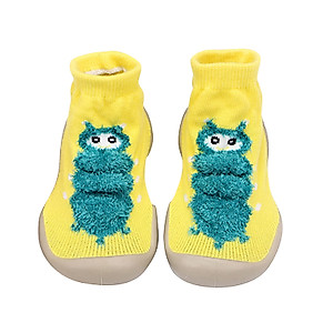 Shoe with Lights for Boys Elastic Shoes Baby Non-Slip Walkers Baby Socks Infant First Toddler Baby Size 2 Boys Shoes (Yellow, 22 Toddler)