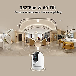 NGTeco 2K Security Camera Indoor, 3MP Pan Tilt WiFi Camera for Home Security/Baby Monitor/Pet, Dog Cam with Motion Detection, Night Vision, Privacy Shield Compatible with Alexa/Google