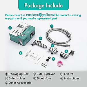 BARROCK Handheld Bidet Sprayer for Toilet, Stainless Steel Metal Made Baby Cloth Diaper Spraying Kit, Bathroom Toilet Bidet Attachment Set for Bathing Pets and Feminine Hygiene, Brushed Nickel