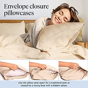 LuxClub 6 PC King Size Sheet Set Bamboo Sheets Deep Pockets 18" Eco Friendly Wrinkle Free Cooling Bed Sheets Machine Washable Hotel Bedding Silky Soft - Cream King