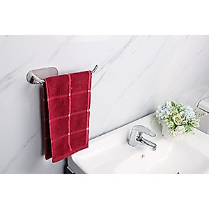 TocTen Hand Towel Holder/Towel Ring, No Drilling Stick on Wall Hand Towel Bar, SUS 304 Stainless Steel Hand Towel Rod, Strong Self Adhesive Hand Towel Rack/Hanger for Bathroom Kitchen (Brushed Nickel)