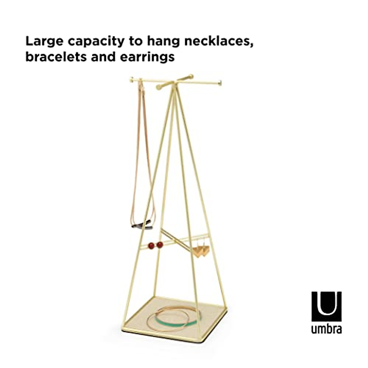Umbra Prisma Jewelry Stand and Necklace Holder, Matte Brass