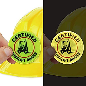 SmartSign “Certified Forklift Driver” Pack of 5 Hard Hat Labels | Retro-Reflective, 2" Circle