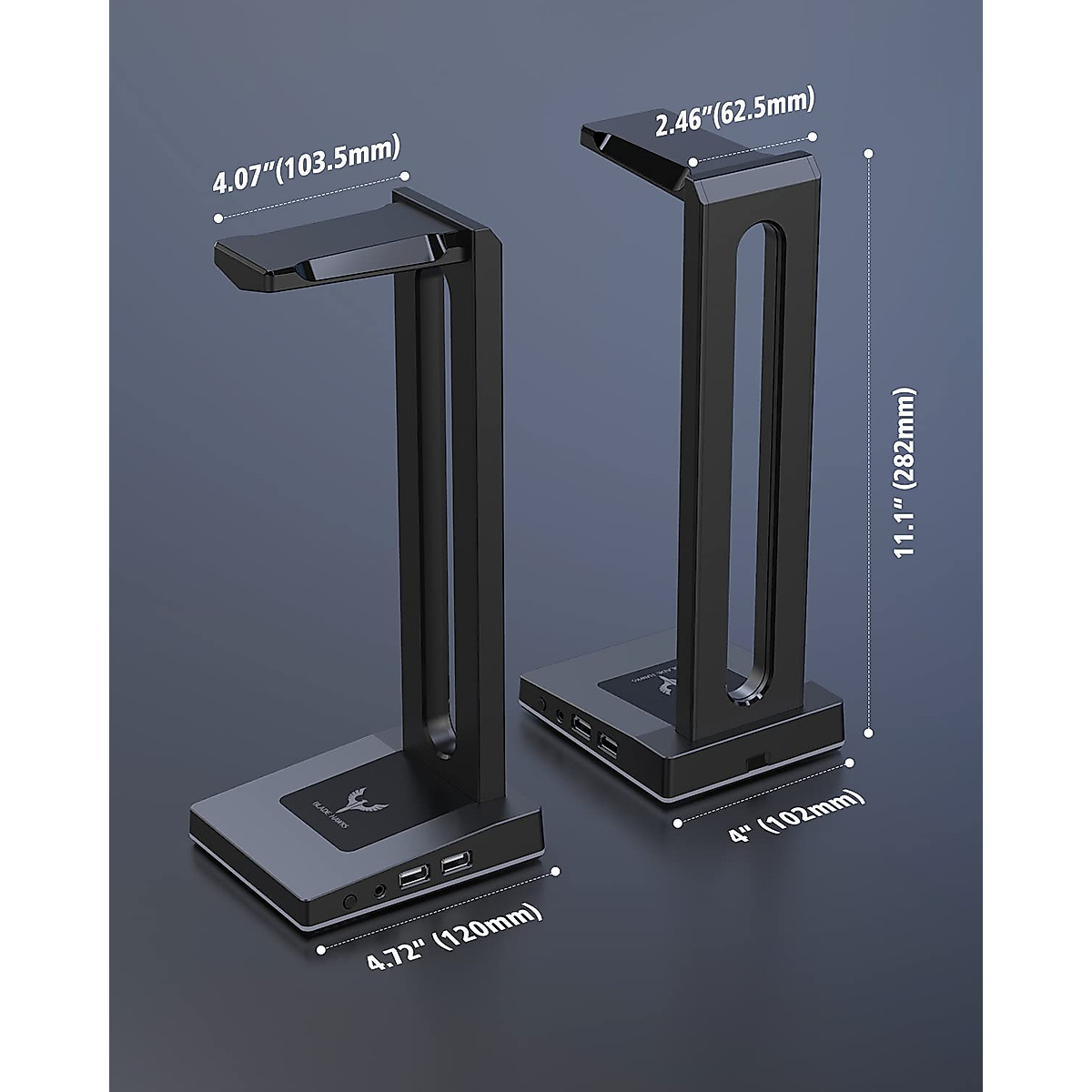 Blade Hawks RGB Gaming Headphone Stand with 3.5mm AUX and 2 USB Ports, Durable Headset Stand Holder for Bose, Beats, Sony, Sennheiser, Jabra, JBL, AKG, Fancy Gaming Accessories - HS18 (Only for PC)