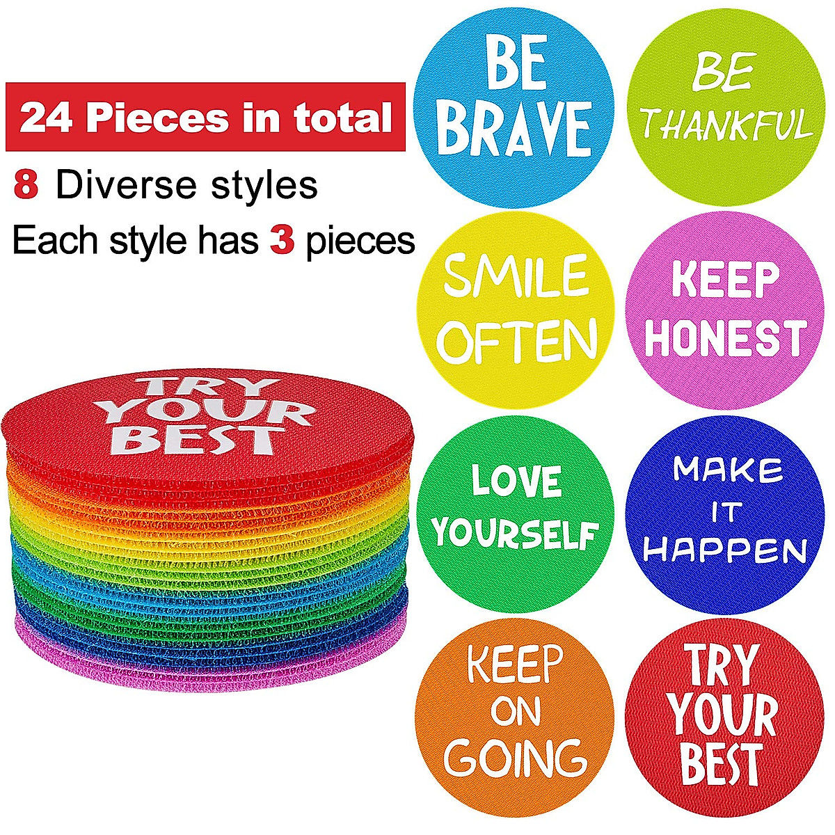 Mudder 24 Pieces 4 Inches Positive Sayings Carpet Markers Classroom Sitting Carpet Markers for Teacher Student
