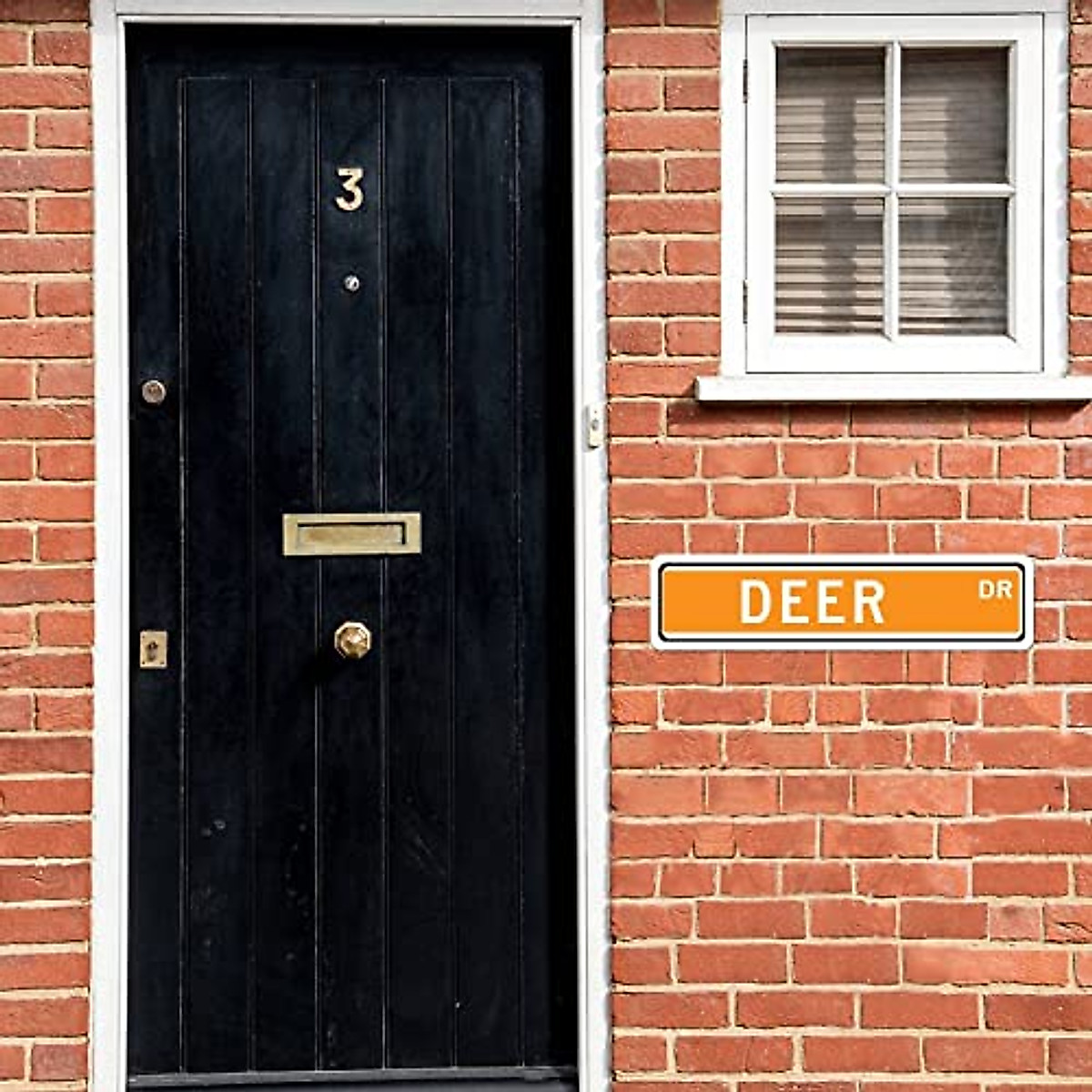 Metal Name Sign Deer Street Sign Street Warning Sign - Heavy Duty Rust-proof Metal Frame, Shipped from USA 4" x 16"