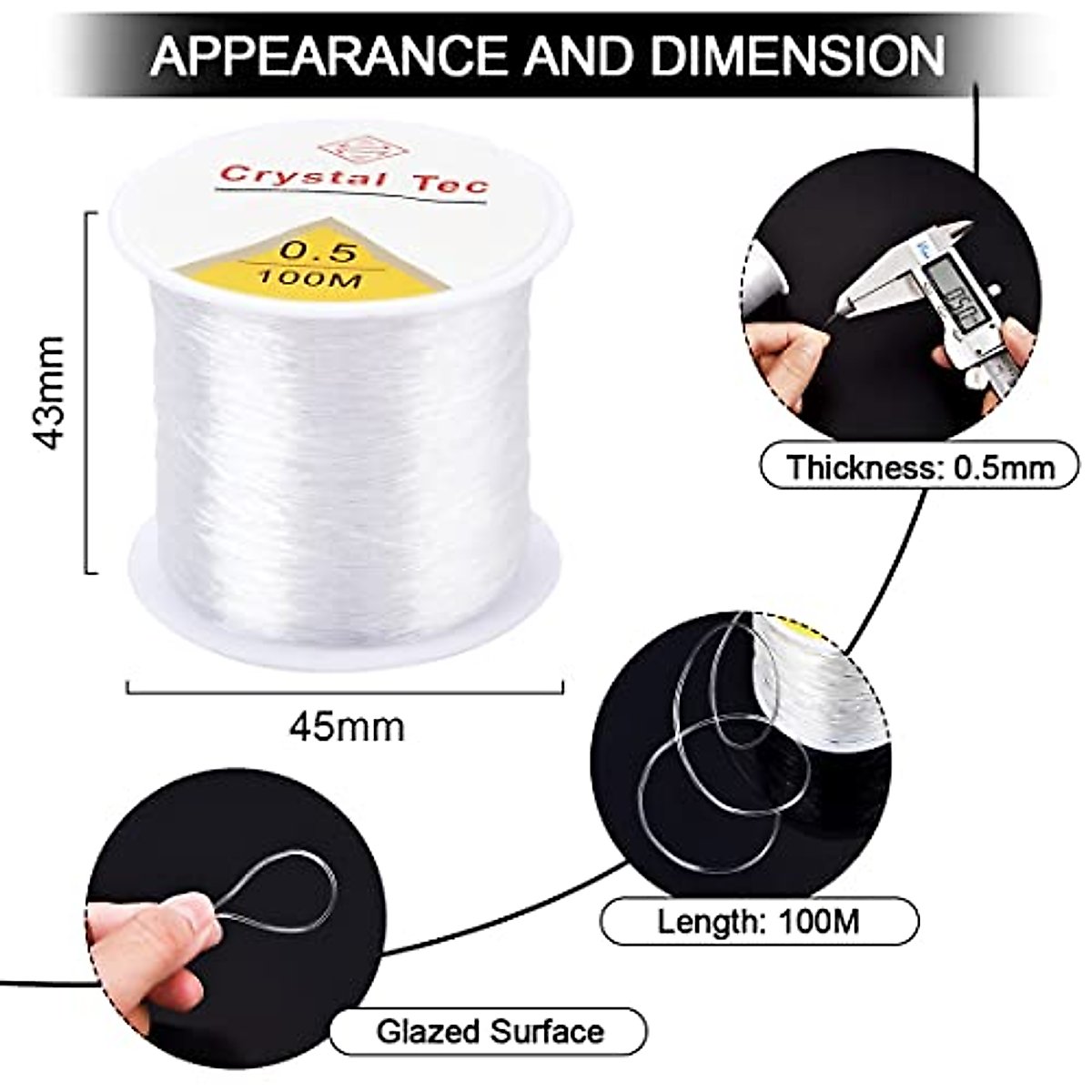 OBSEDE 0.5mm Elastic Cord Beading Threads Stretch String Fibre Crafting Cords for Jewelry Making