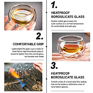 YMMIND 4 Pack Double Walled Glass Teacups Insulated Glasses - (4oz / 120ml) Heatproof Borosilicate Tea Cup, Mini Espresso Cups Gift Box
