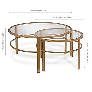 Henn&Hart Round Nested Coffee Table in Brass, Coffee Table coffee tables for living room, studio apartment essentials