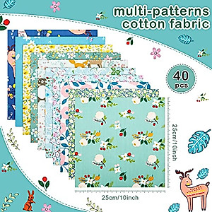 40 Pcs 10 x 10 Inches Cotton Fabric Bundle Squares Precut Fabric Squares Multi Color Floral Fat Squares Sheets for Kids DIY Craft Quilting Sewing (Classic Patterns)