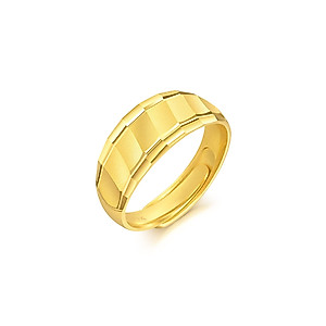 CHOW SANG SANG 999.9 24K Solid Gold Price-by-Weight 2.99g Gold Modern Stripe Band Ring for Women 82817R | Size Adjustable