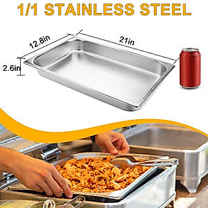 VOISEN 2 Pack Hotel Pans,1/1 Size 2.5" Deep,Anti-Jamming Steam Pan,Commercial Stainless Steel Pan, Steam Table Pan, Catering Food Pan