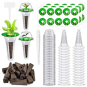 131 Pcs Hydroponic Garden Accessories Plant Pod Kit Aero Growing Kit with 30 pcs Grow Baskets, 30 pcs Transparent Insulation Lids, 30 pcs Plant Grow Sponges, 30 pcs Grow Domes, 10 pcs Tags, 1 Tweezer