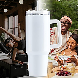 Icesip 12pack 40oz sublimation tumbler with Black Handle Lid and Straw,Stainless Steel Double Wall Vacuum Insulated Travel Mug Cup Tumblers for Diy Craft Heat Press Print