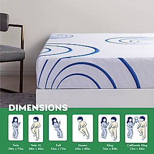 Coolsence 8 Inch Queen Cool Gel Mattress/Bamboo Charcoal Memory Foam/Bed in A Box/CertiPUR-US Certified/Made in USA/Medium