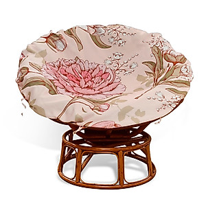 Tikitup Papasan chair cushion cover, outdoor waterproof papasan chair cushion cover, egg chair cushion cover, colorfast soft skin-friendly polyester fiber (Peony flower pattern, 50 IN)