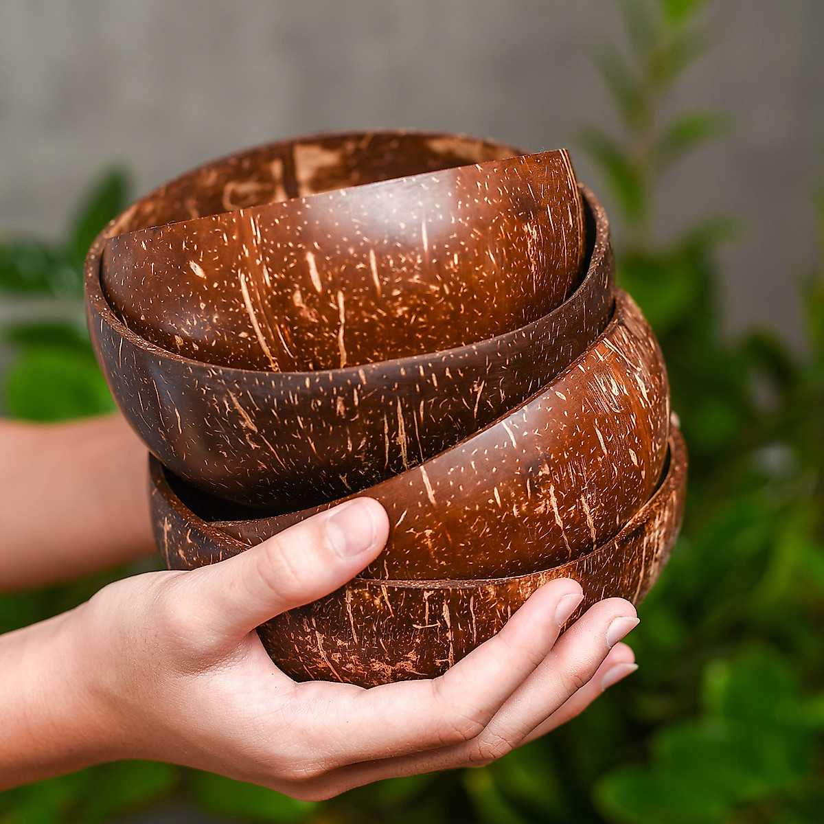 Natural Craft Coconut Bowls and Spoons set (Set of 2)