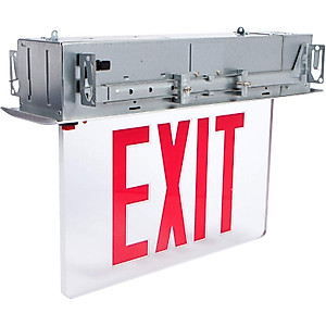 Morris Products LED Exit Sign – Recessed Mount Edge – Red on Clear Panel, Black Housing – Compact, Low-Profile Design – Single Sided Legend – Energy Efficient, High Output – 1 Count