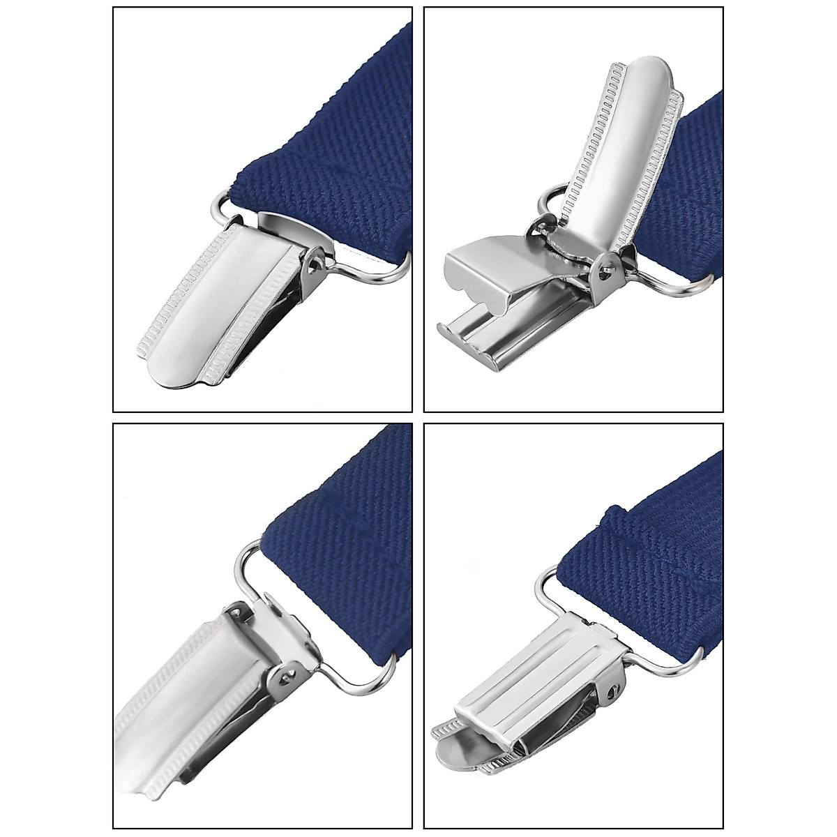 CHENGU 8 Pieces Mitten Clips Elastic Gloves Clips for Kids Stainless Steel Gloves Strap (black, dark blue,black with white dots and rose red)