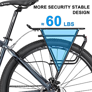 CXWXC Rear Bike Rack - Bike Cargo Rack for Disc Brake/Non-Disc Brake Mount - Bicycle Pannier Rack, Touring Carrier Rack fit 26”-29” and 700c