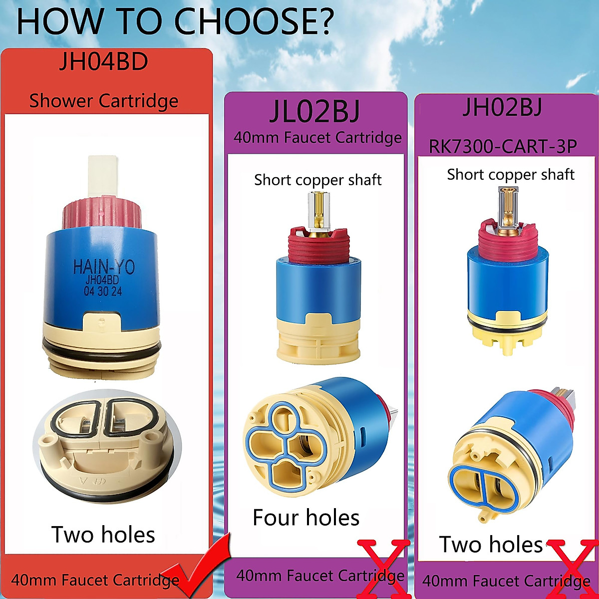 JH04BD Ceramic Plastic Faucet Cartridge 40mm Replacement Cartridge With Single Lever Cartridge Pressure Balance Cartridge Replacement, Compatible with FC9AC010 Hain-Yo