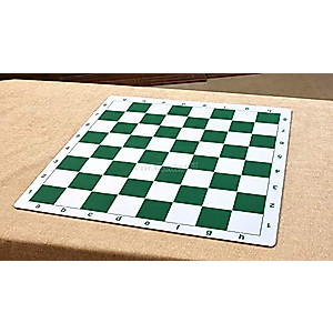 CHESSBAZAAR 22" Chess Board Game for Adults and Kids | Material : Rubber Mouse pad | Tournament Roll-up Chess Board with Algebraic Notation in Green & White Color | Gift Idea Products
