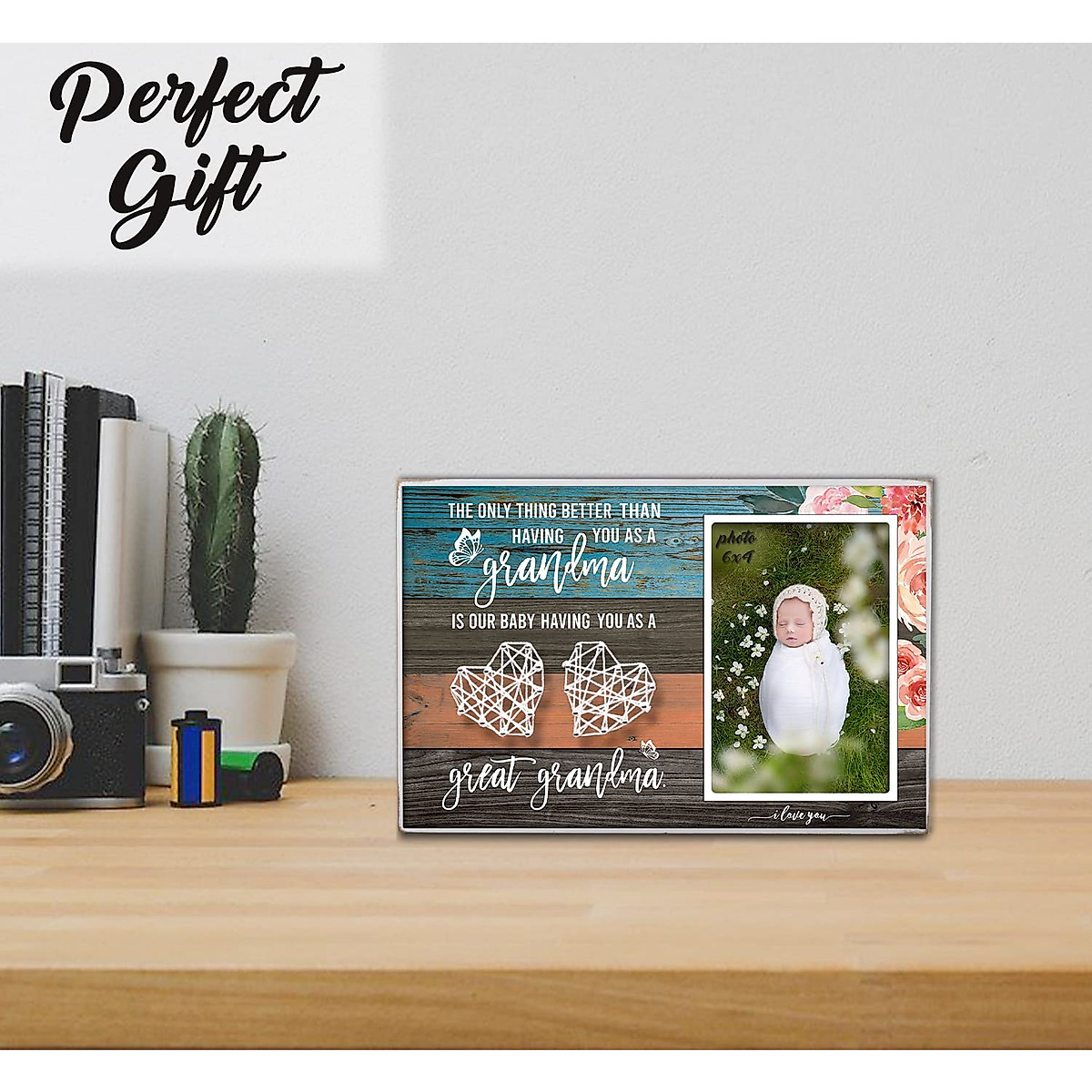 KU-DaYi Baby Announcement Picture Frame for Great Grandma - Ultrasound Picture Photo Frame Baby Announcement Gift for Great Grandma 4x6 In Photo - F020