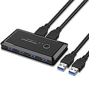 USB 3.0 Switch KVM Switch USB 3.0 Sharing Switcher 4/2 PCs Share 1 Device 4/2 Port KVM Selector for Keyboard Printer Monitor