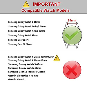 Yeejok Galaxy Watch 3 41mm Bands Silicone, Samsung Galaxy Watch Active 2 44mm Bands Sport for Men Women, 20mm Replacement Watch Strap for Samsung Gear Sport/Galaxy Watch Active 40mm-Black