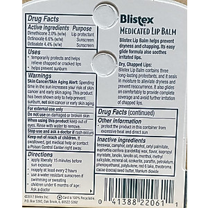Blistex Medicated Lip Balm SPF 15 -- 0.15 oz Each / Pack of 3