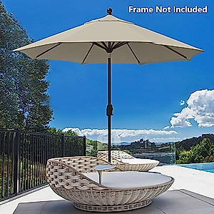 EliteShade USA Sunumbrella 9ft Replacement Covers 8 Ribs Market Patio Umbrella Canopy Cover (CANOPY ONLY) (Beige)