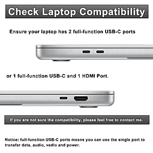 JoyReal Triple Monitor for Laptop, 12'' Laptop Screen Extender for 13''-16'' Laptop, FHD 1080P Portable Monitor with USB-C HDMI for Mac Windows Chromebook Surface Smartphone