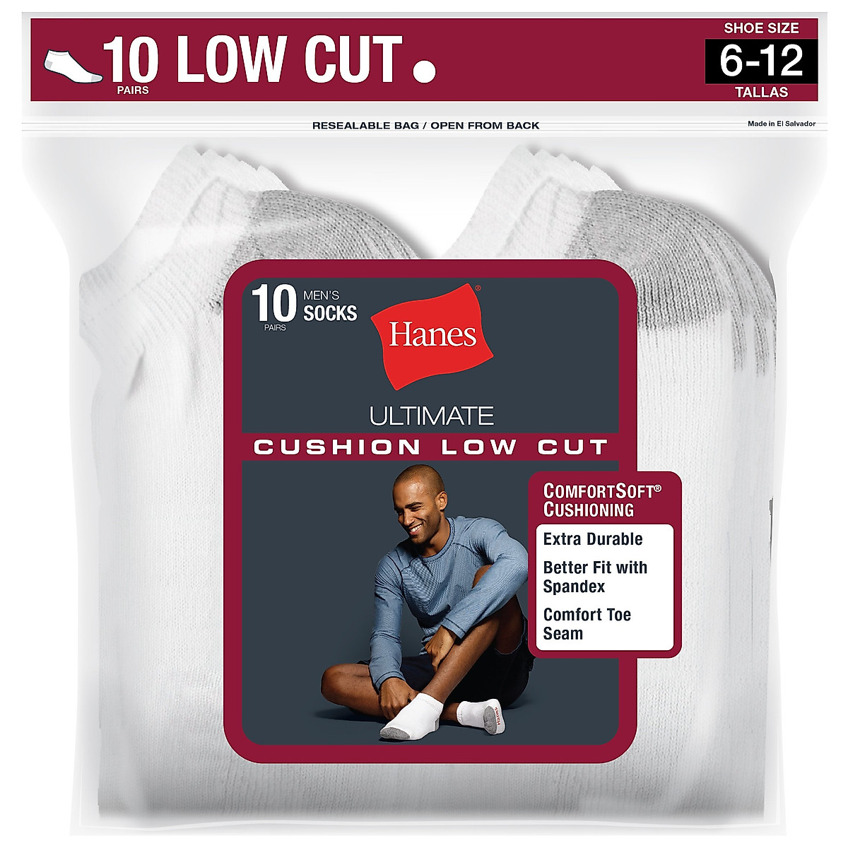 Hanes mens Freshiq, X-temp Cushioned Foot Bottom No Show (Pack of 12 Pairs) Low Cut Sock, White, 6 US