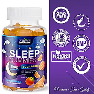 Sleep Gummies Sugar Free - Extra Strength 6mg Melatonin, Natural Sleeping Gummy for Adults and Kids, Vegan, Non-GMO, Sleep Vitamin Support Supplement - 60 Gummies