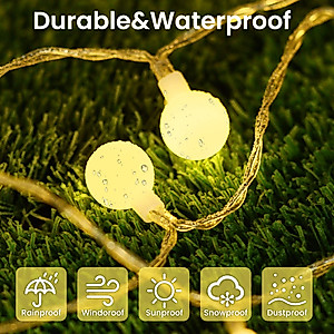 Globe String Lights, 100Led 59FT Fairy Lights Plug in 8 Modes with Remote Control Waterproof Outdoor Indoor String Lights, Fairy Lights for Bedroom, Garden, Party, Wedding, Warm White