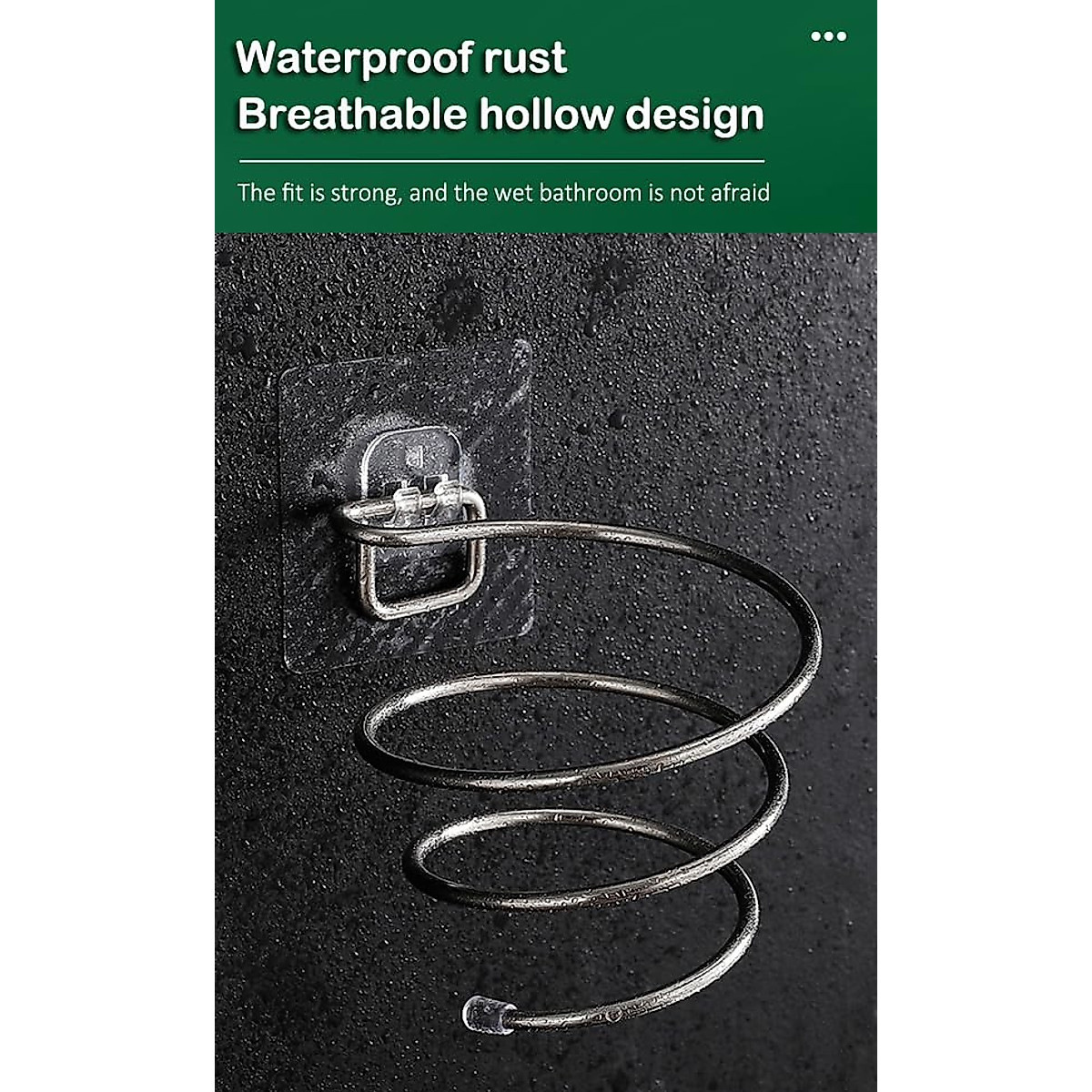 AKOAK Stainless Steel Hair Dryer Holder, Bathroom Wall Mounted Self-Adhesive Waterproof Hair Dryer Storage Holder - Suitable for Most Hair Dryers, Pack of 2