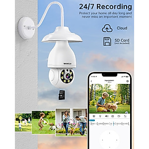 WESECUU Light Bulb Security Camera, 2.4G/5G WiFi Security Cameras Wireless Outdoor Indoor for Home Security, 2-Way Talk, Human Detection, Color Night Vision, Compatible with Alexa