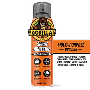 Gorilla Heavy Duty Spray Adhesive, Multipurpose and Repositionable, 14 Ounce, Clear, (Pack of 1)
