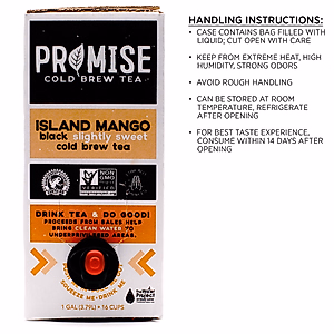 Promise Beverages Slightly Sweet Island Mango Cold Brew Tea On Tap (1 Gallon / 128 fluid ounces) Rainforest Alliance Certified Bag In Box Liquid, Ready To Drink Sweetened with Stevia