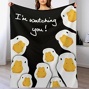 Funny Duck Blanket Duck Throw Blanket Duck Stuff Gifts for Girls Boys Kids Lovers Adults Woman Man Warm Soft Comfort Plush Fleece Flannel Blanket Decor for Couch Sofa Bed 40"x50"