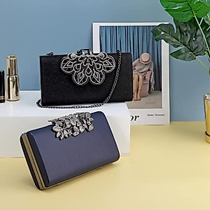 PEEPTOE EVENING Women Leather Evening Clutch Bags Formal Party Clutches Wedding Purses Cocktail Prom Blue