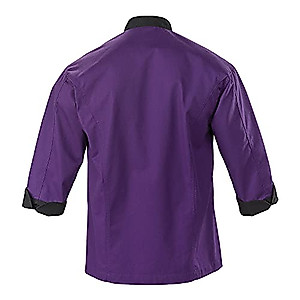 Mercer Culinary Millennia Men's 3/4 Sleeve Cook Jacket, Purple w/Black, 1X
