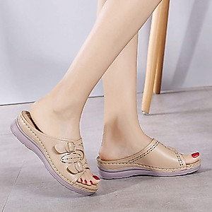 justHIGH Women's Slip on Flat Slide Sandals with Arch Support Lightweight Waterproof Outdoor/Indoor Lightweight Sandals