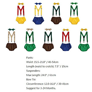 Newborn Baby Boy First 1st Birthday Cake Smash Outfit One Year Old Birthday Party Bow Tie Bloomers Y Back Adjustable Strap Suspender Shorts Diaper Cover Playwear Clothes for Photo Shoot Beige+Brown