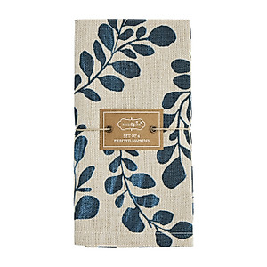 Mud Pie Leaf Napkin Set, Blue, 18" x 18"